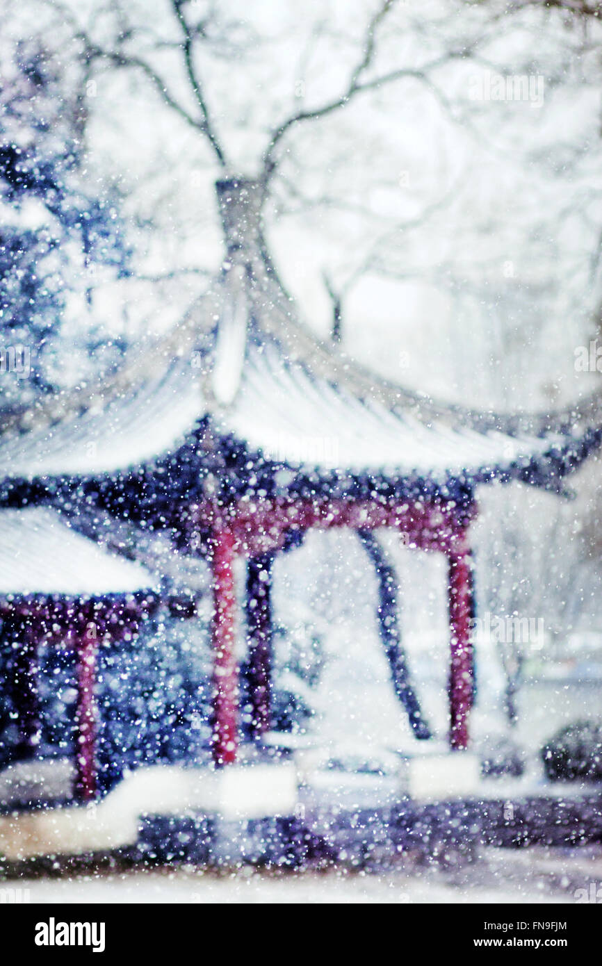 Snow covered pagoda, China Stock Photo - Alamy