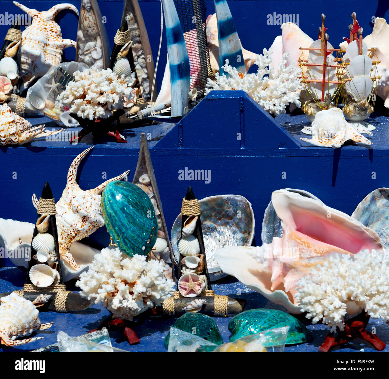 full in market old table shell and sealife in sale Stock Photo - Alamy