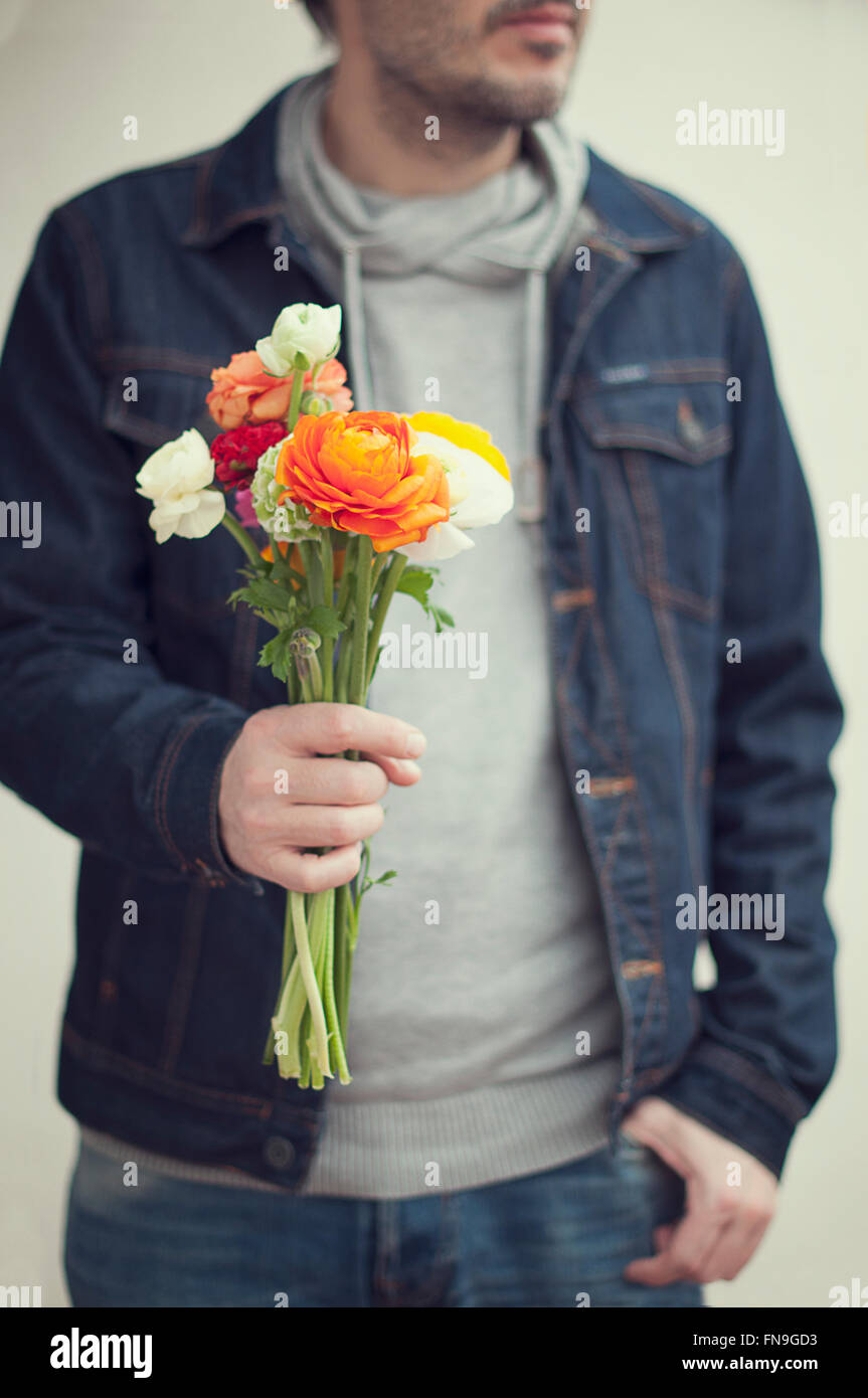 Man bunch flowers hi-res stock photography and images - Alamy