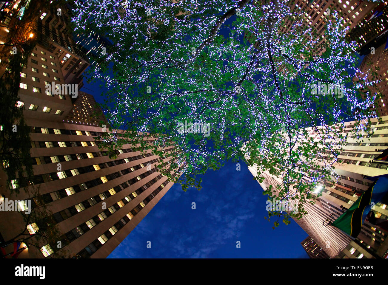 GE Building at Rockefeller Center at night Stock Photo - Alamy