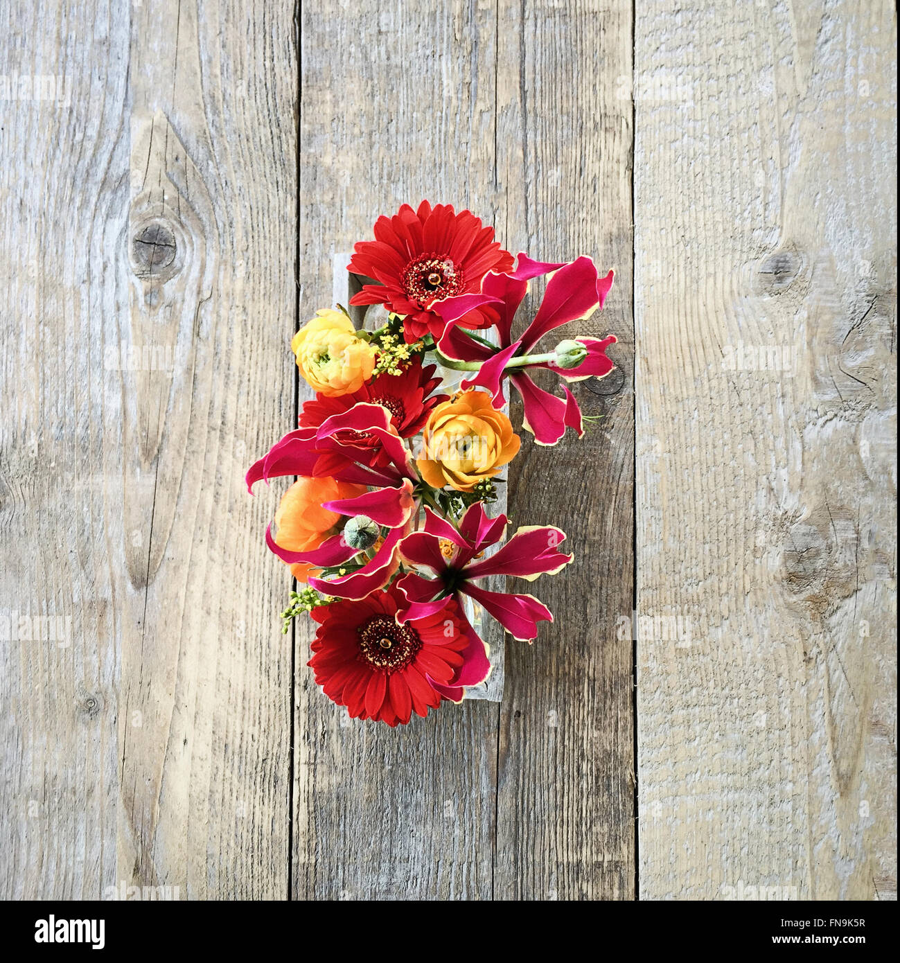 Overhead view of flowers in a vase Stock Photo - Alamy