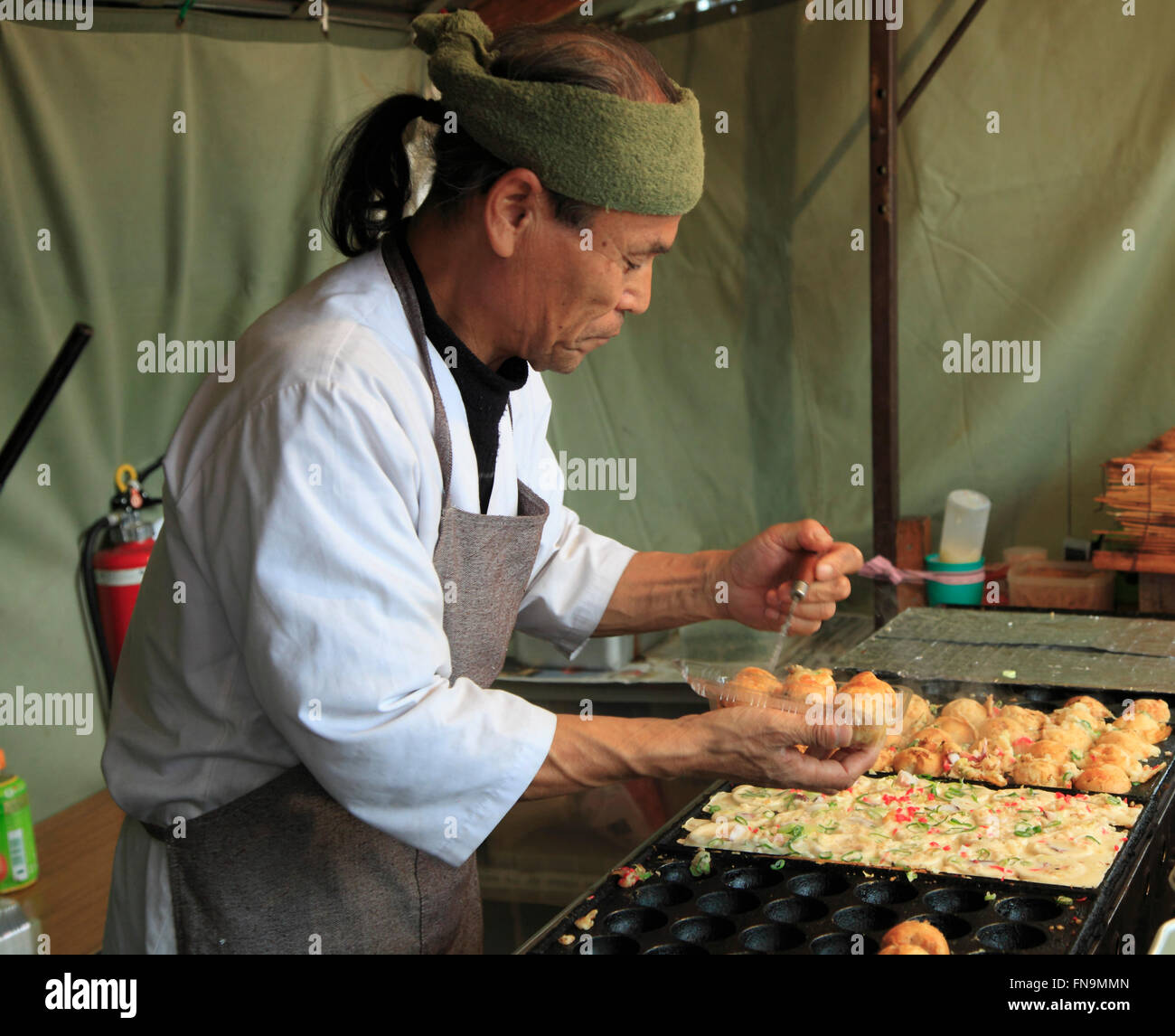 Japan; Kyoto; Mibu Temple, Setsubun Festival, food stall Stock Photo ...