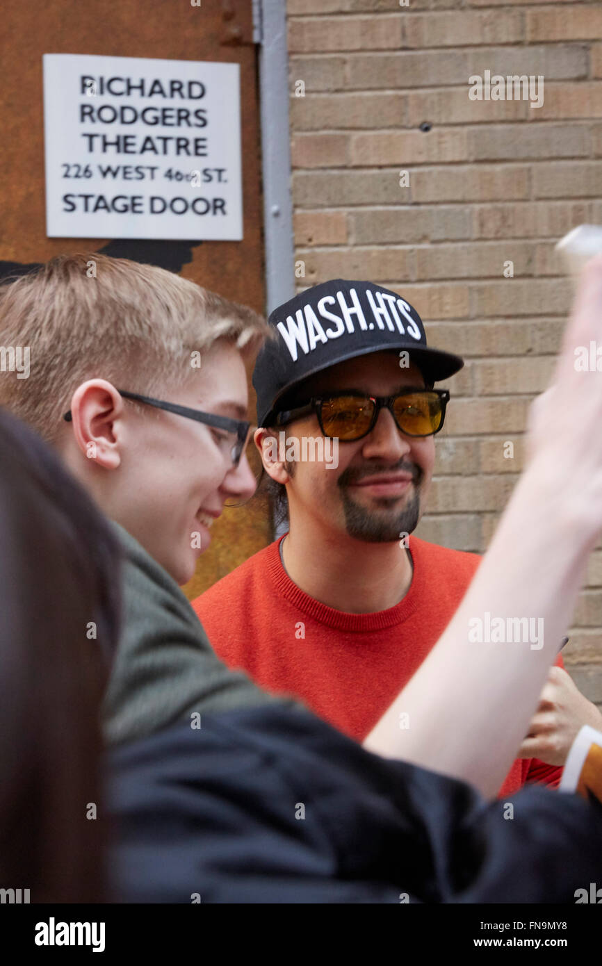 New York, USA. 13th Mar, 2016. Hamilton's Lin-Manuel Maranda leaving ...