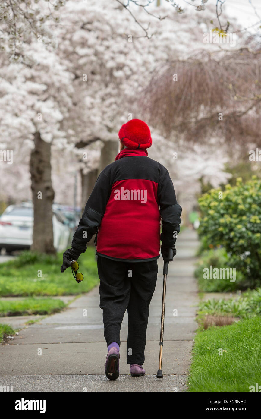 Elderly woman with cane hi-res stock photography and images - Alamy