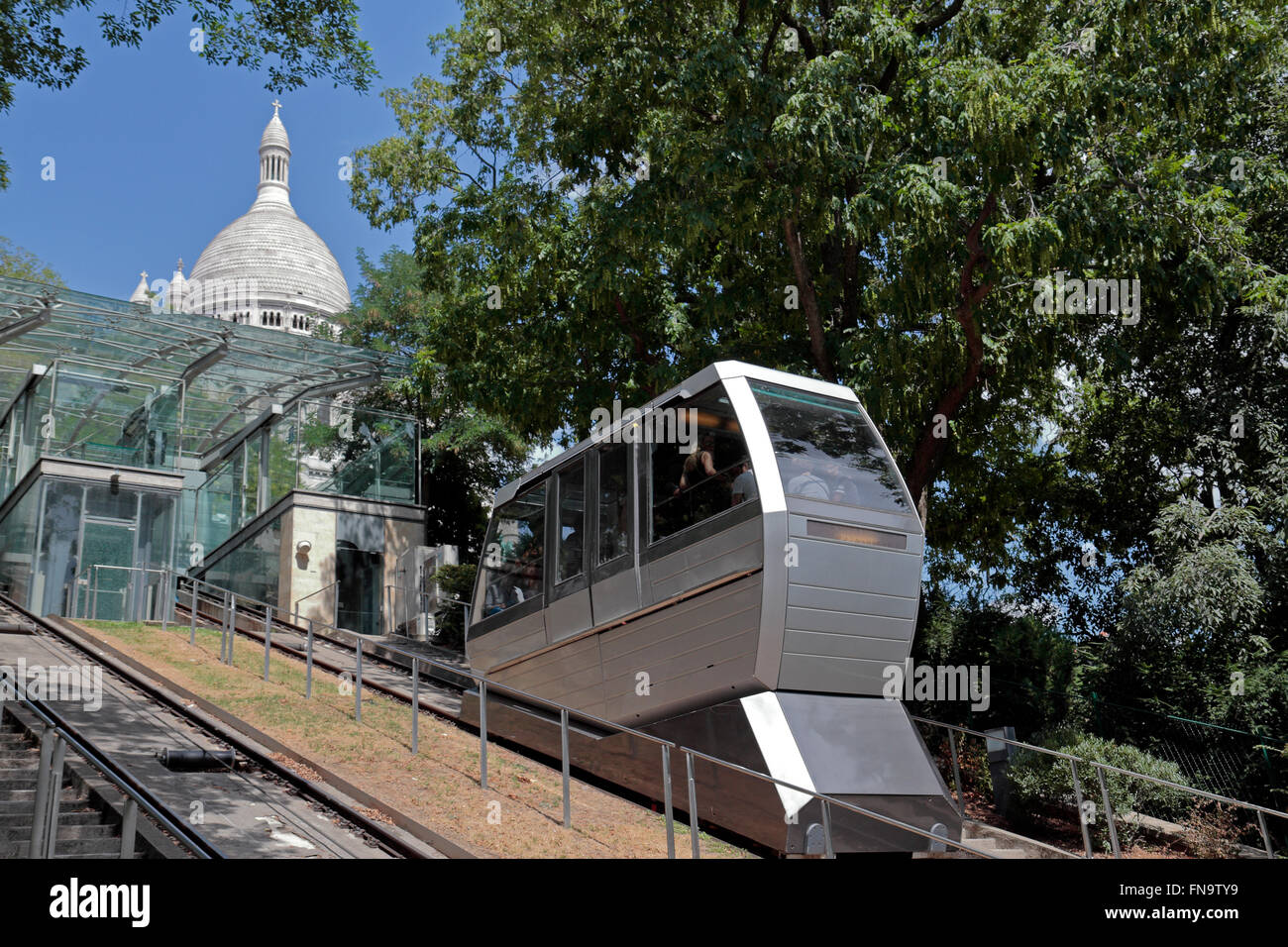 The Montmartre funicular up to Sacre Coeur in Paris, France Stock Photo ...