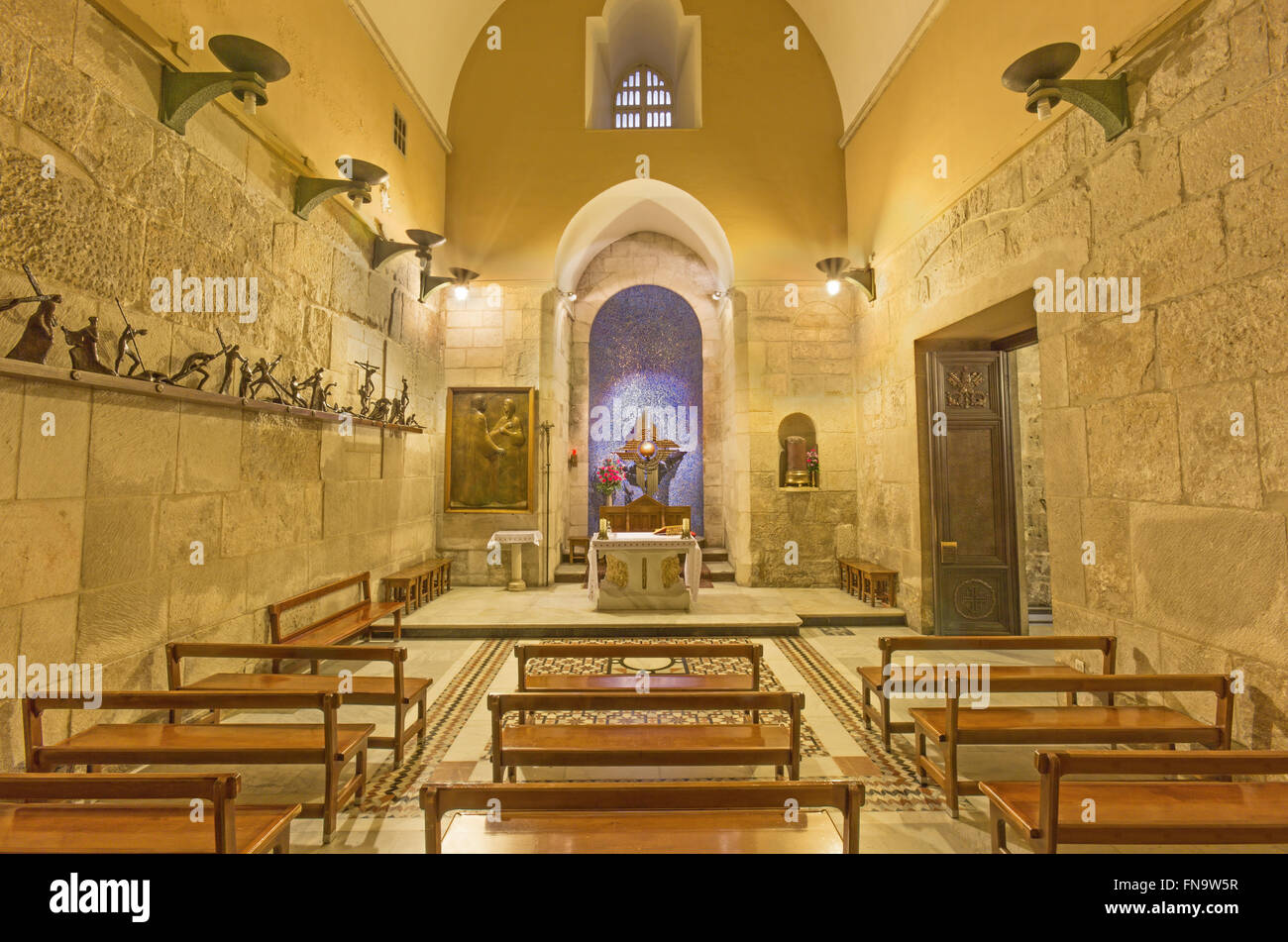 JERUSALEM, ISRAEL - MARCH 4, 2015: The catholic Chapel of the ...