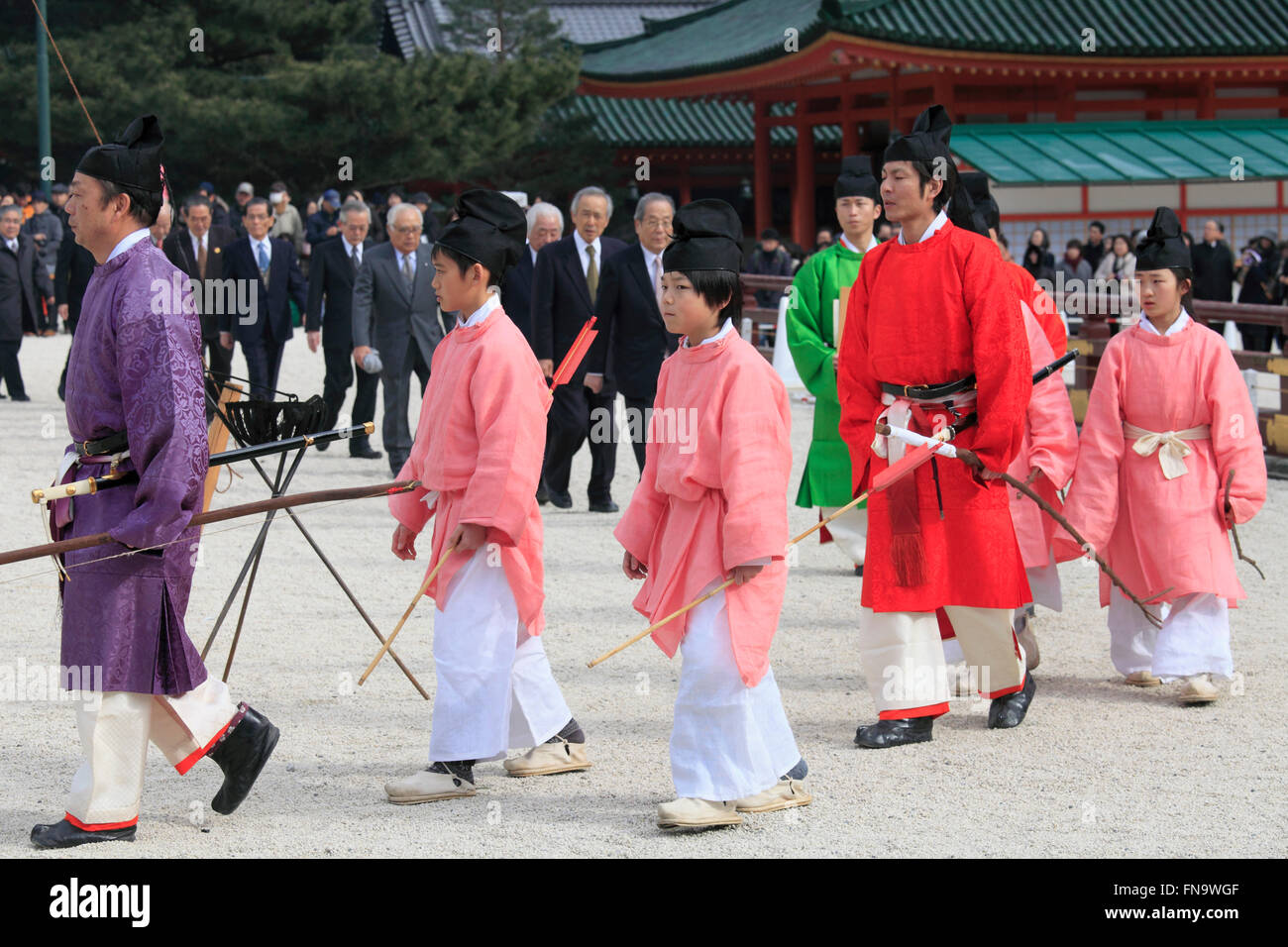 Japan; Kyoto; Heian Shrine, Dai-no-gi festival, Heian period ritual ...