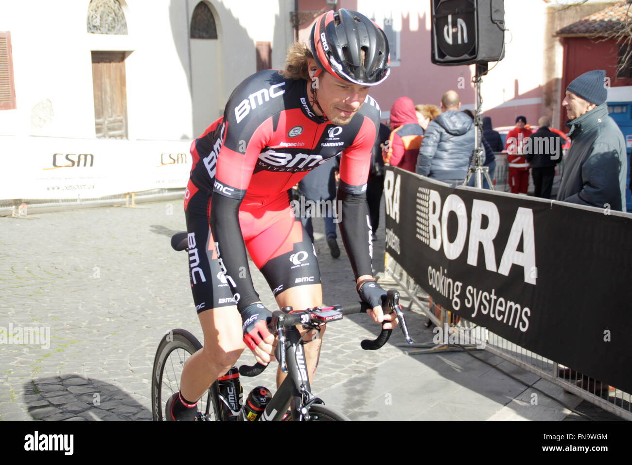 Foligno,Italie,11/03/2016 Daniel Oss au départ de la 4eme étape ...