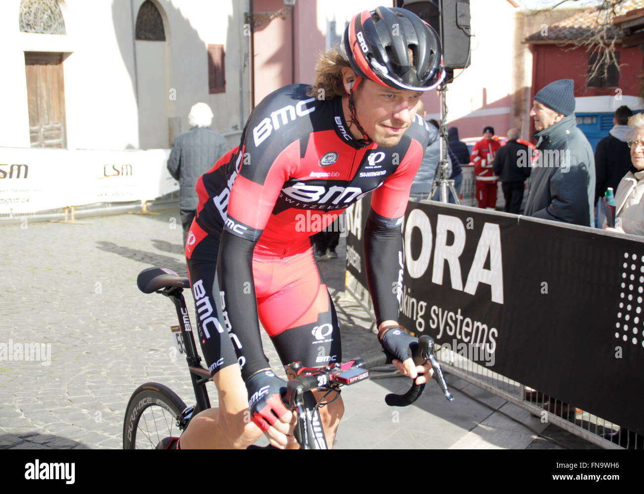 Foligno,Italie,11/03/2016 Daniel Oss au départ de la 4eme étape ...