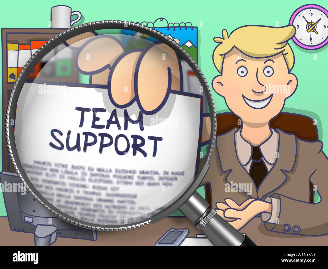 Team Support through Lens. Doodle Design Stock Photo - Alamy