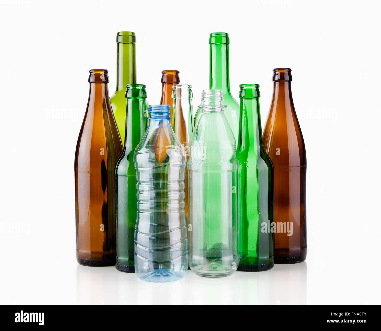 Empty bottles close-up isolated on white background Stock Photo - Alamy
