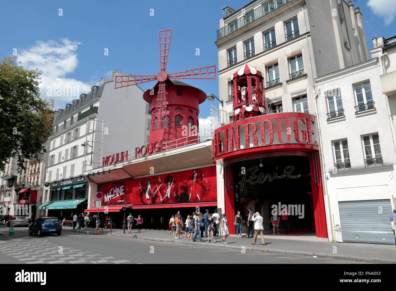 External view of the Moulin Rouge in the Pigalle district of Paris ...