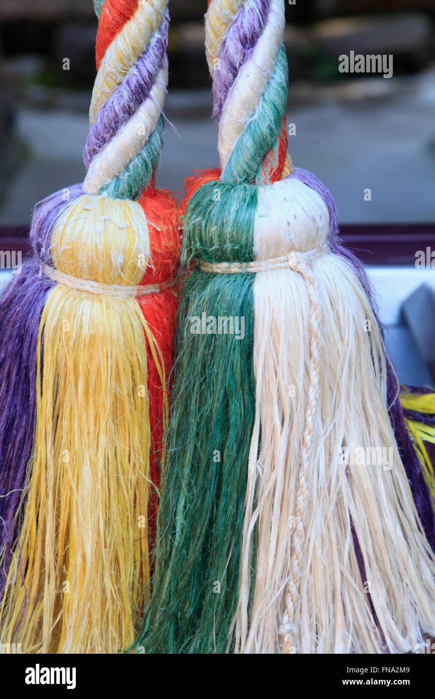 Japan; Kyoto; Kamigamo Shrine, coloured cords, decoration Stock Photo ...