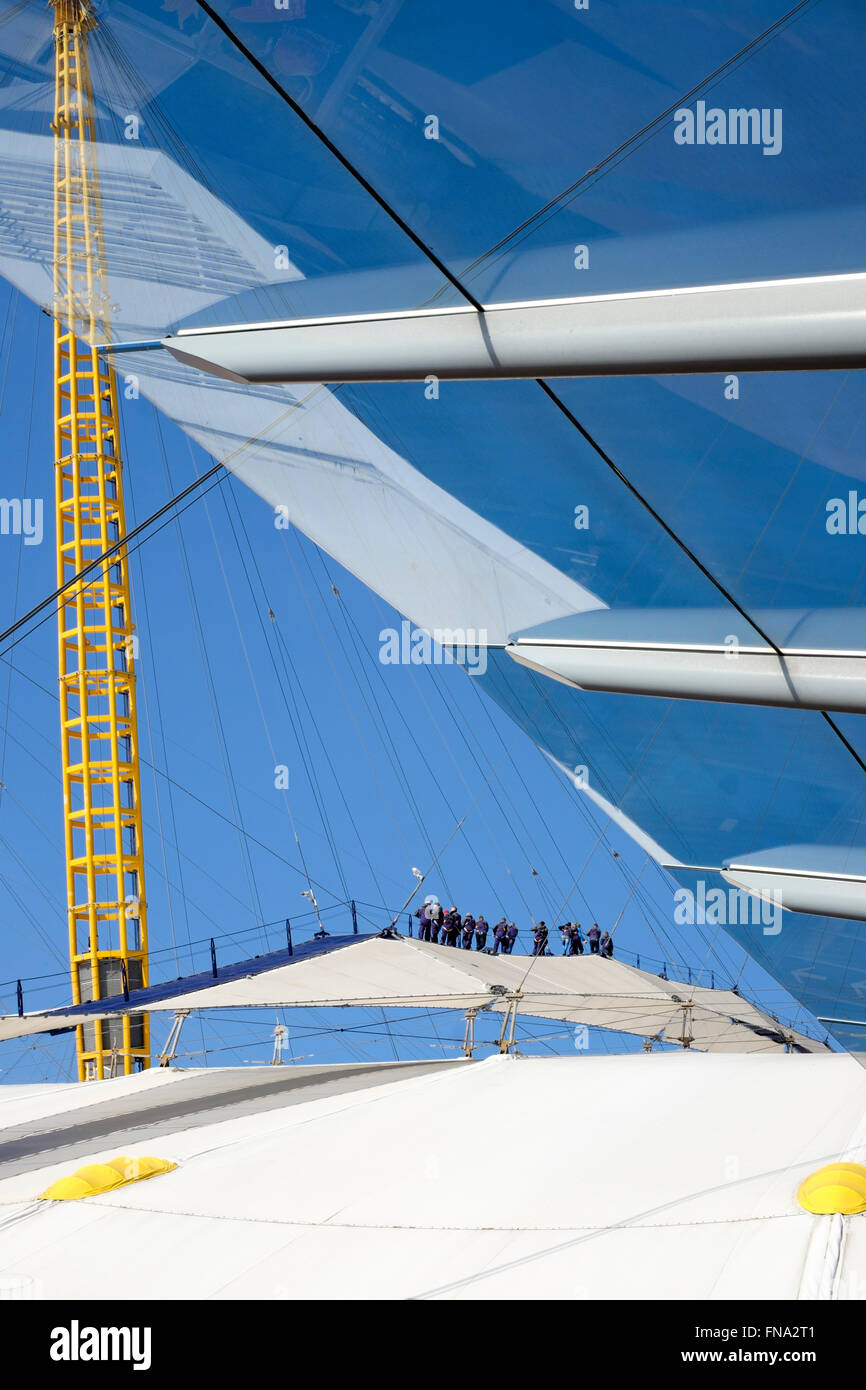 Tourists on the roof walk at the O2, Greenwich, London formerly known ...