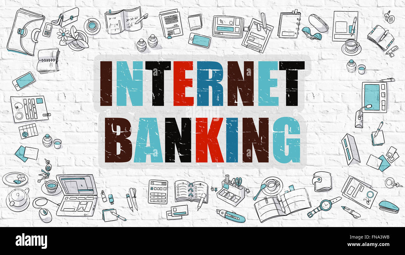 Internet Banking in Multicolor. Doodle Design Stock Photo - Alamy