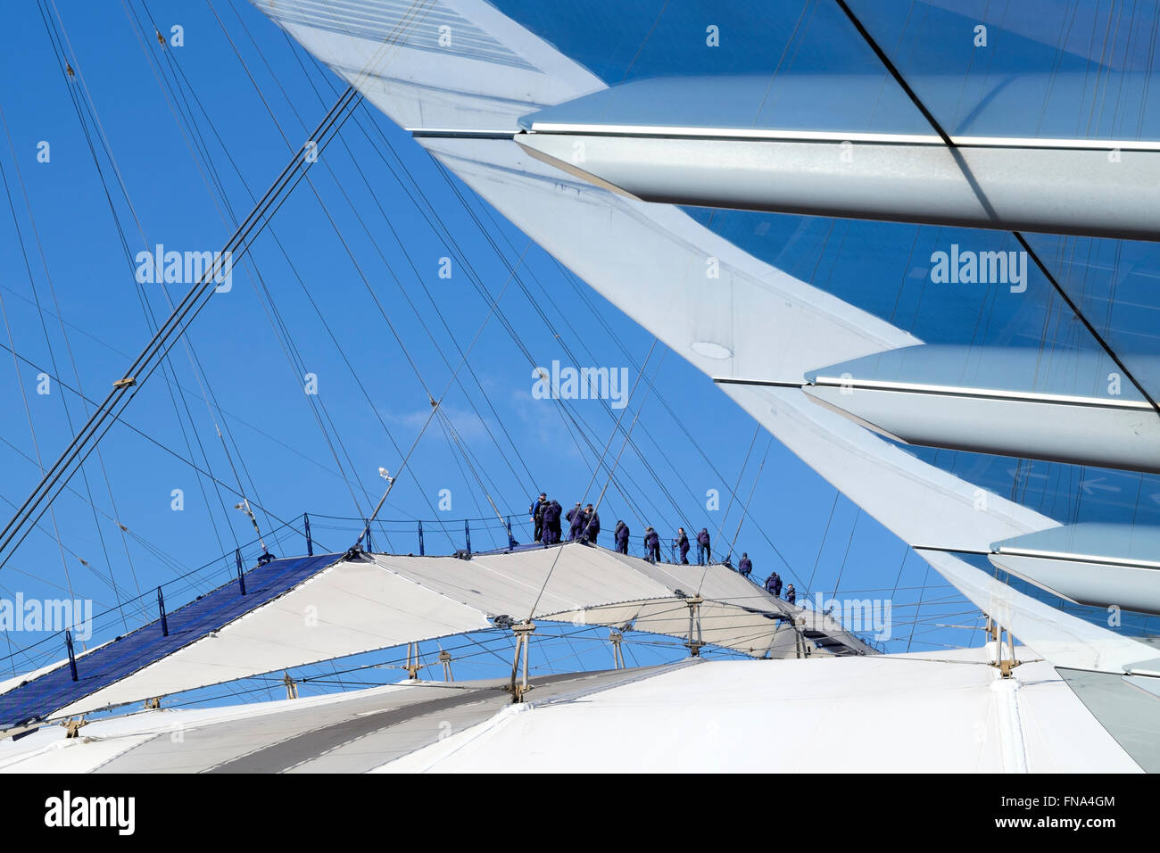 Tourists on the roof walk at the O2, Greenwich, London formerly known ...