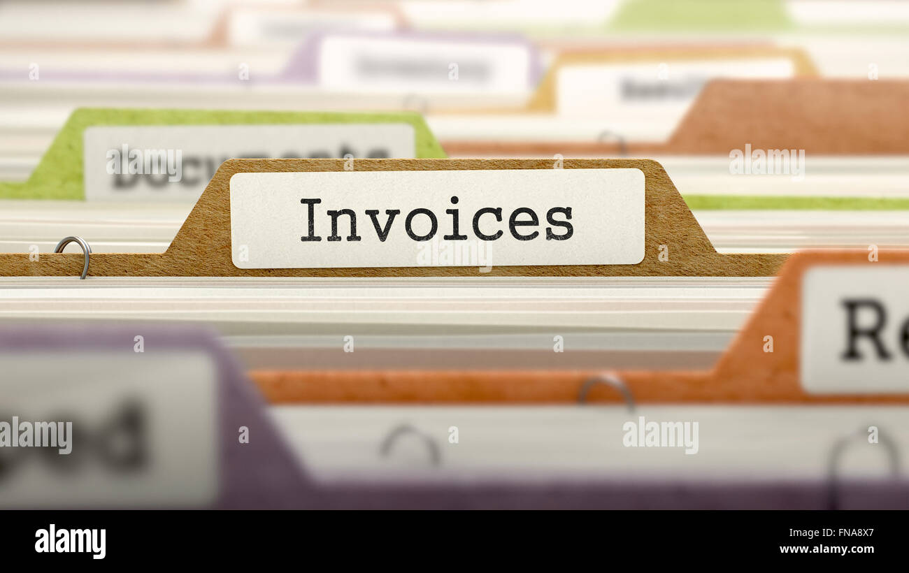 Invoices Concept on Folder Register Stock Photo - Alamy