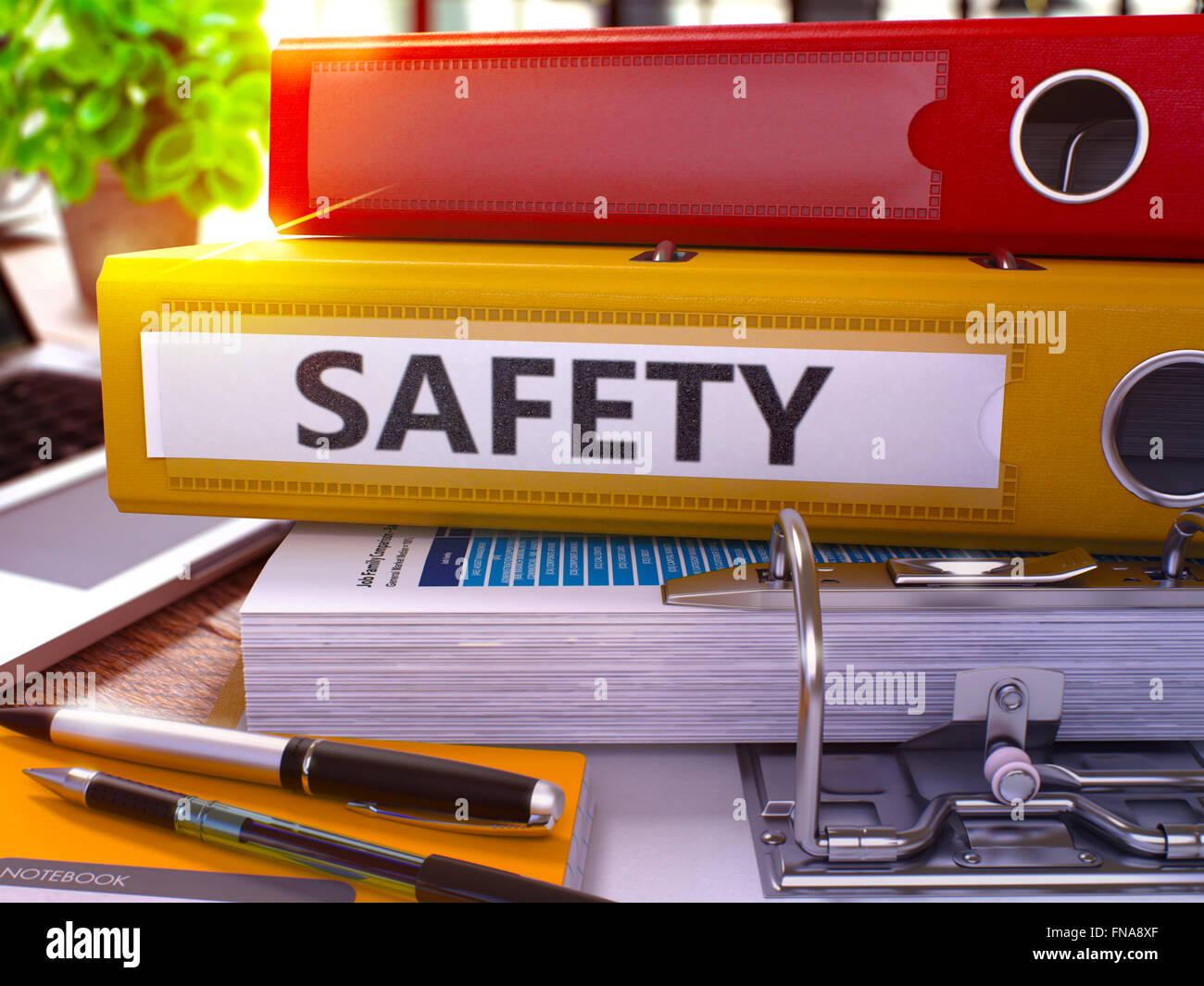 Yellow Office Folder with Inscription Safety Stock Photo - Alamy