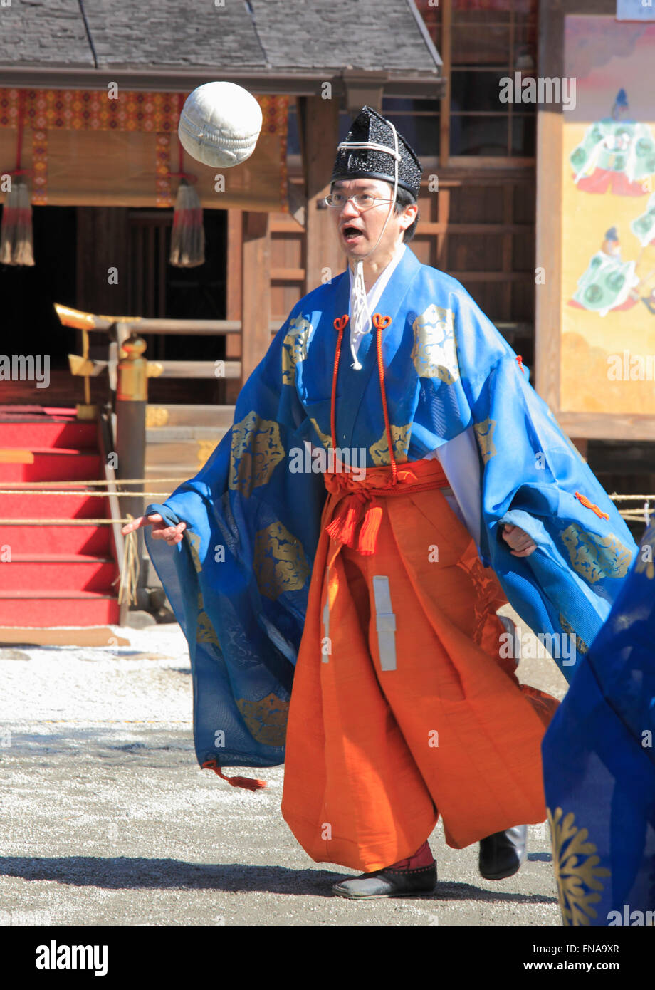 Japan; Kyoto; Kamigamo Shrine, Kigen-sai Festival, kemari, ancient ball ...