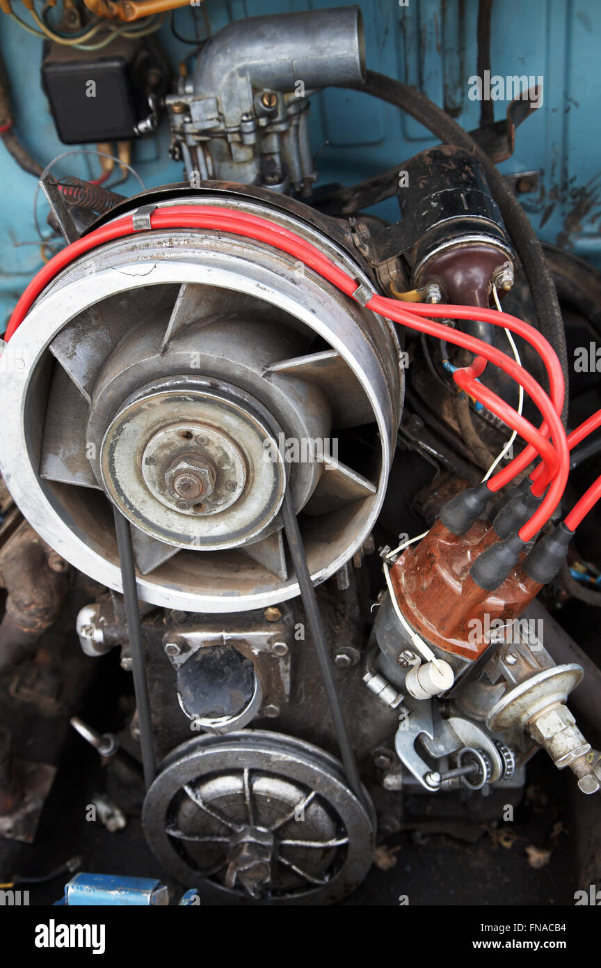 The old automobile engine with air cooling Stock Photo - Alamy