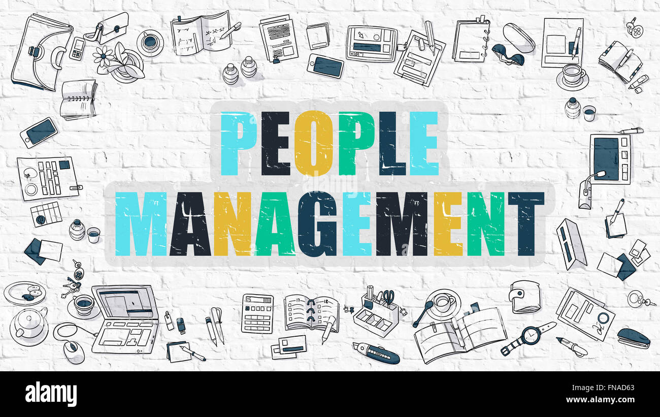 People Management Concept with Doodle Design Icons Stock Photo - Alamy