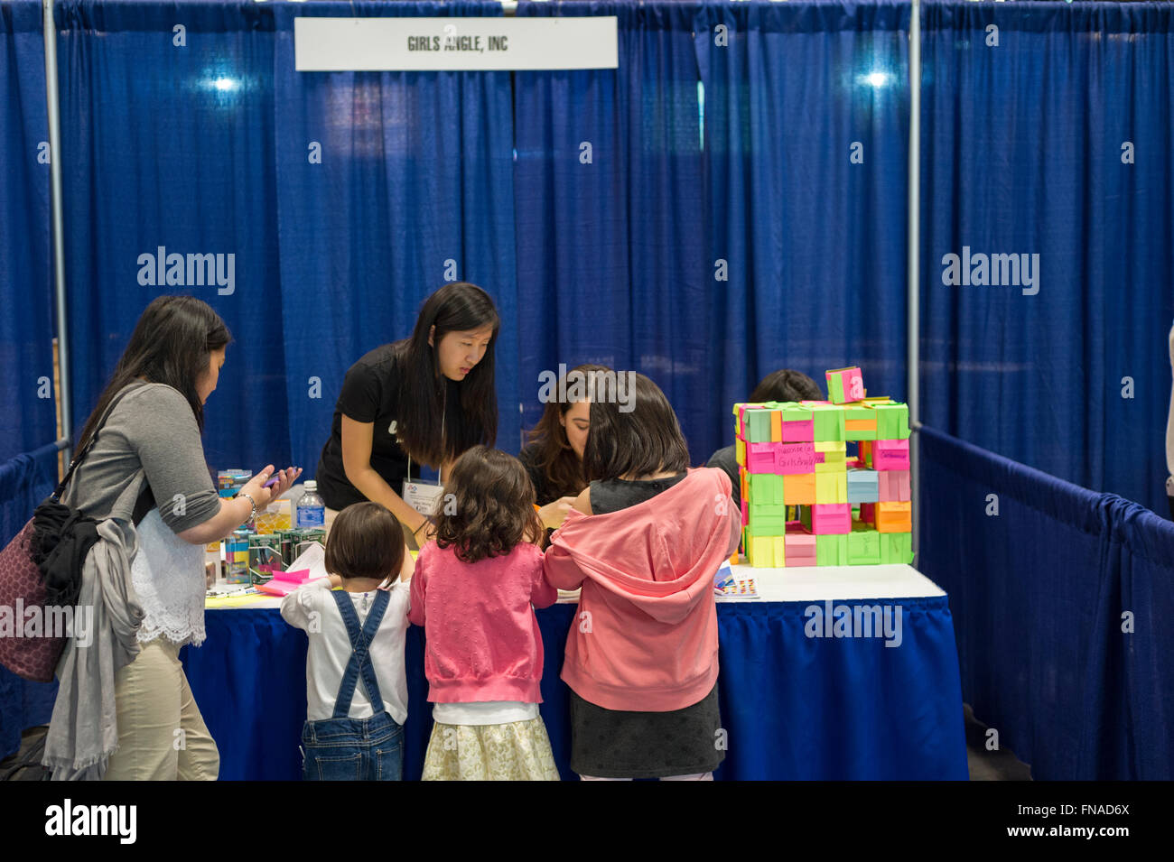 Participants visit the Girls' Angle, a math club, booth at a Career ...