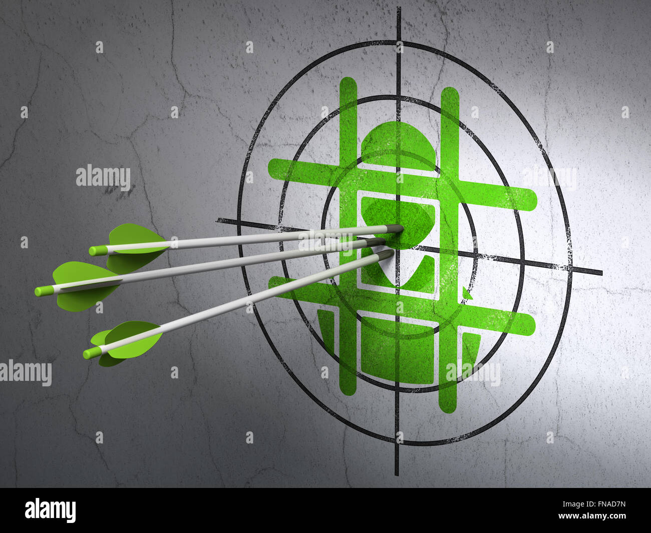 Law concept: arrows in Criminal target on wall background Stock Photo ...