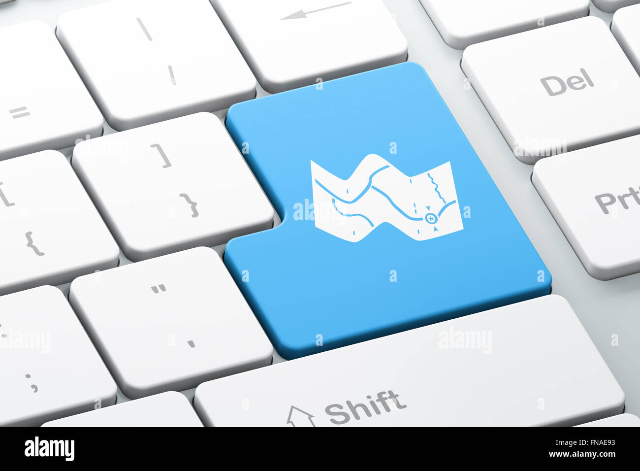 Travel concept: Map on computer keyboard background Stock Photo - Alamy