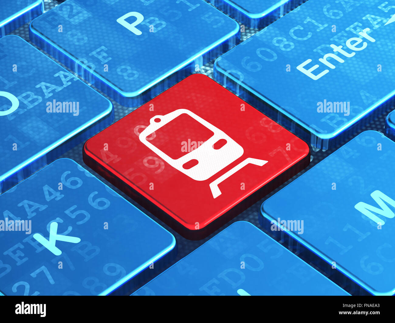 Vacation concept: Train on computer keyboard background Stock Photo - Alamy