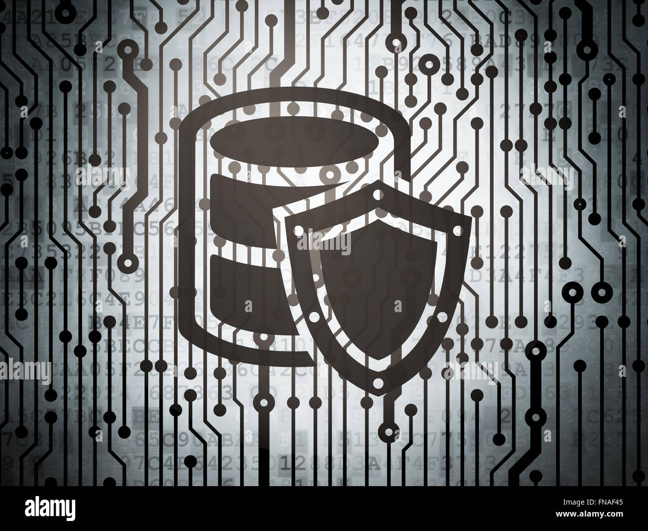 Database concept: circuit board with Database With Shield Stock Photo ...