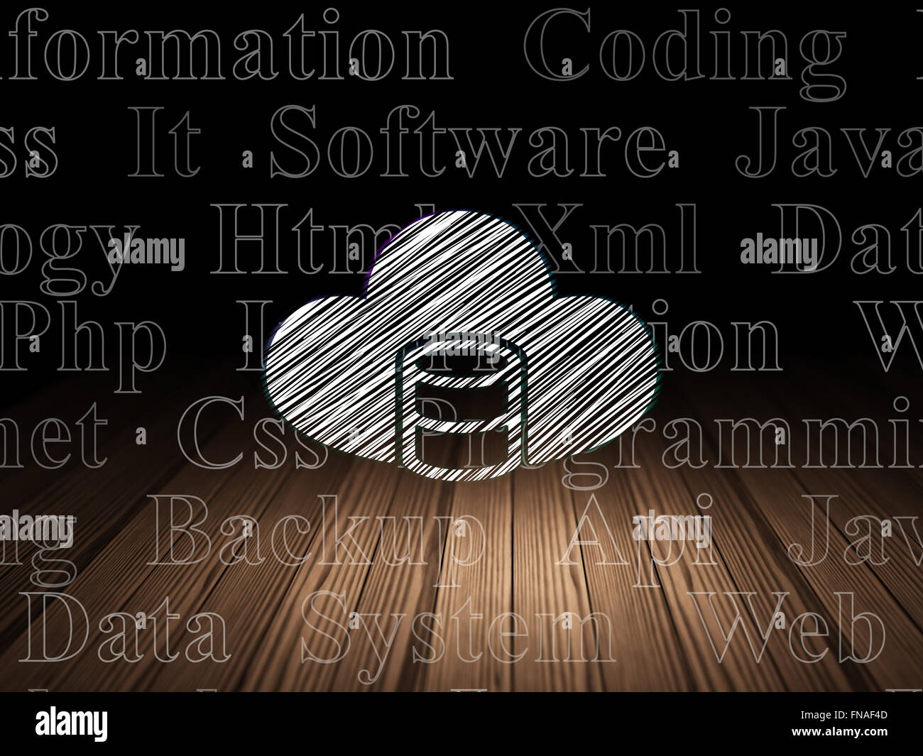 Software concept: Database With Cloud in grunge dark room Stock Photo ...