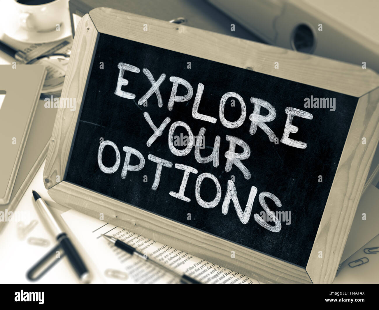 Explore Your Options Concept Hand Drawn on Chalkboard Stock Photo - Alamy