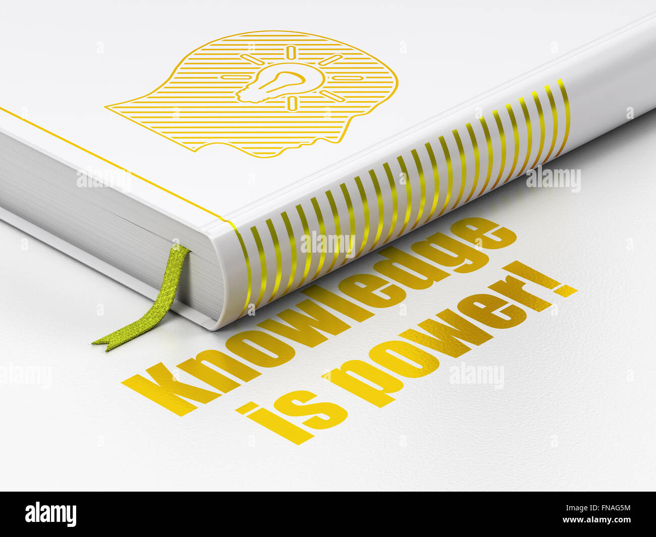 Learning concept: book Head With Light Bulb, Knowledge Is power! on ...