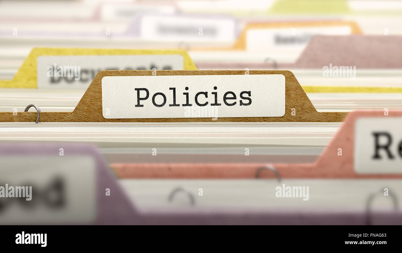Policies Concept on File Label Stock Photo - Alamy