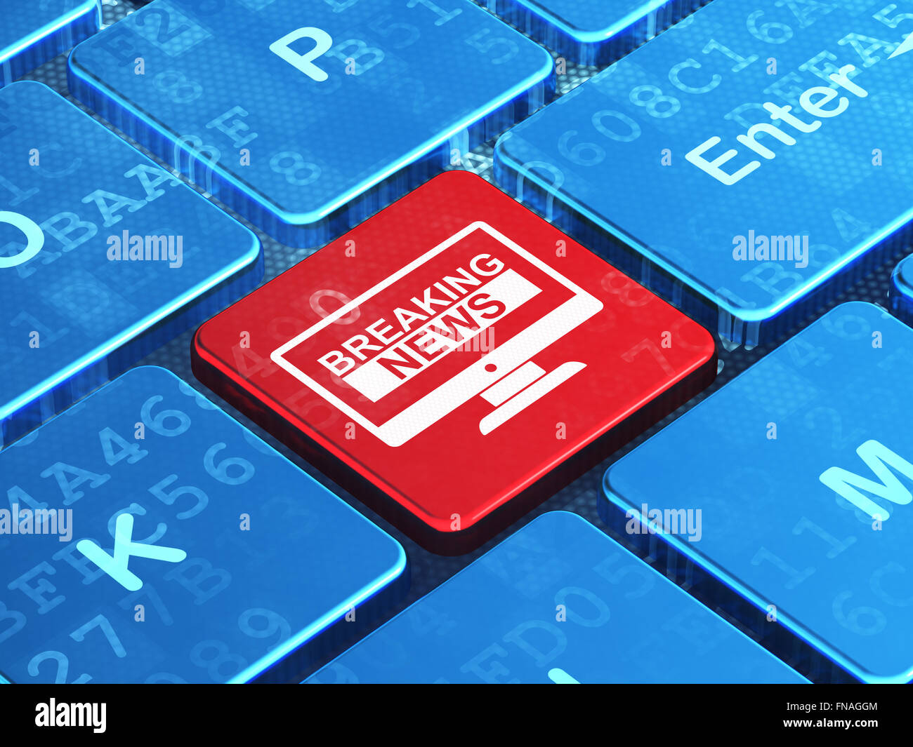 News concept: Breaking News On Screen on computer keyboard background ...
