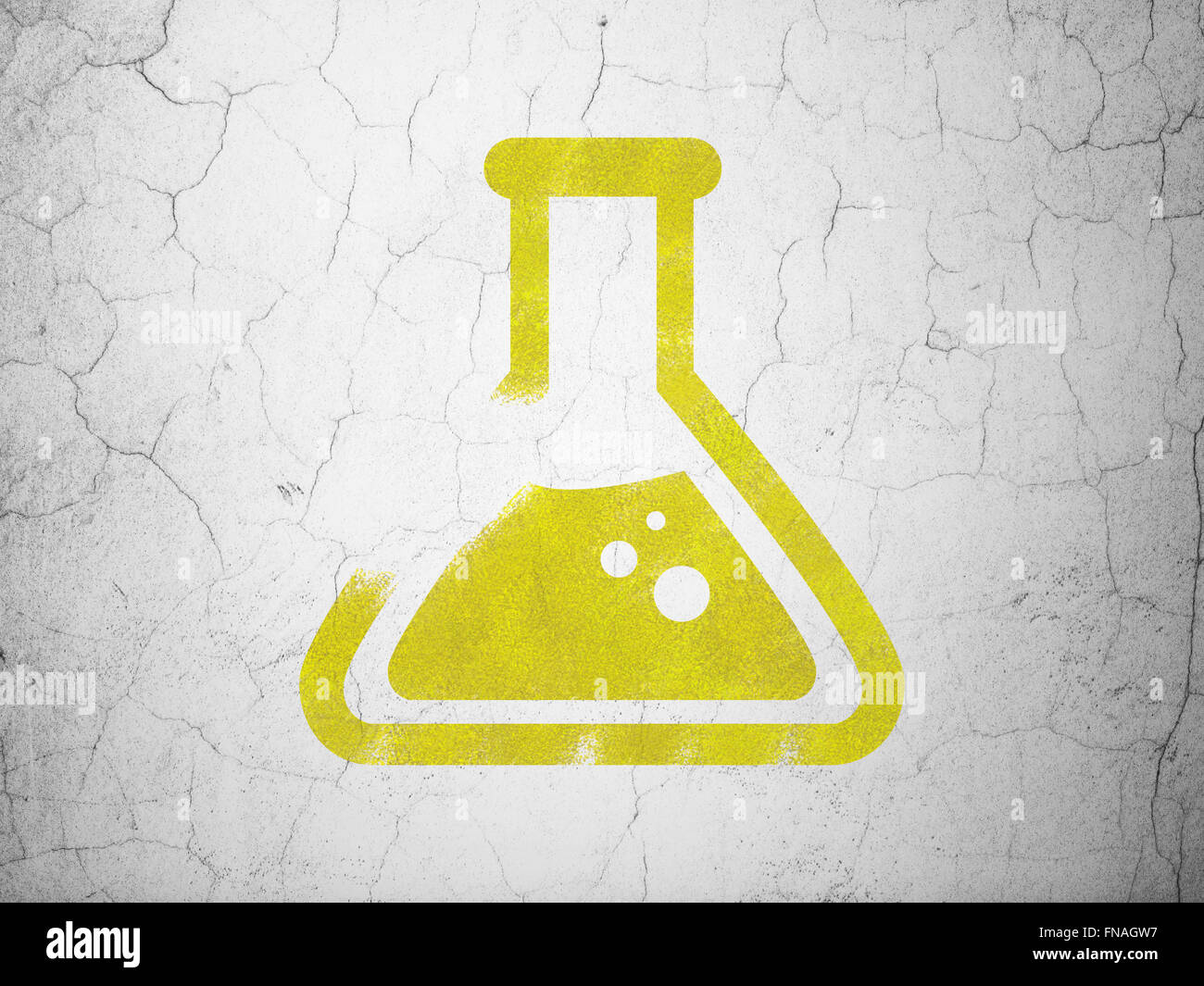 Science concept: Flask on wall background Stock Photo - Alamy