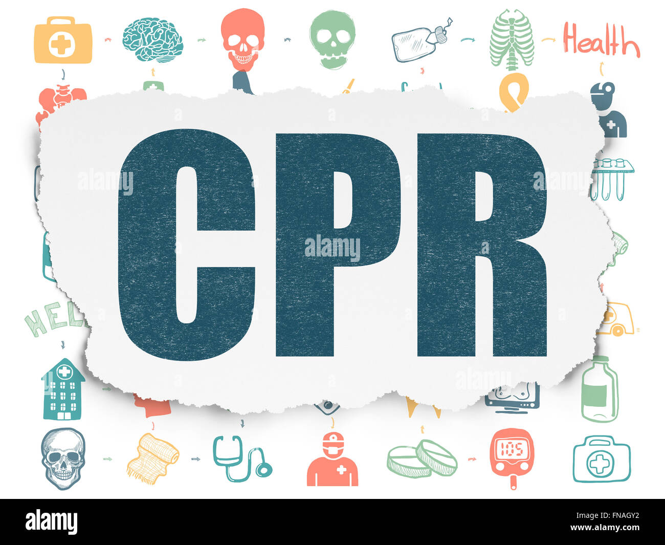 Healthcare concept: CPR on Torn Paper background Stock Photo - Alamy