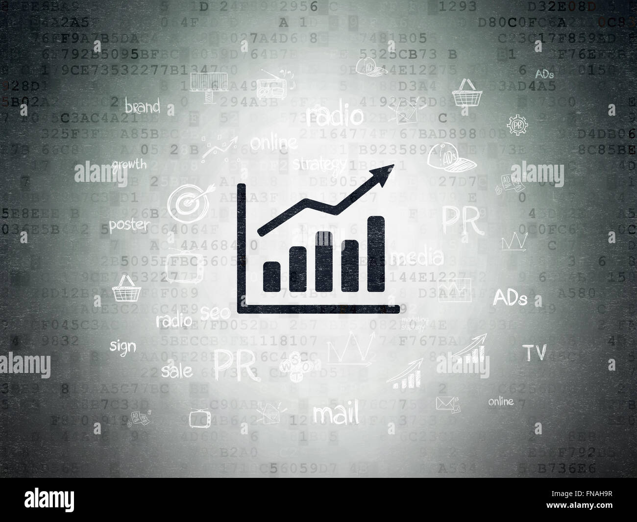 Marketing concept: Growth Graph on Digital Paper background Stock Photo ...