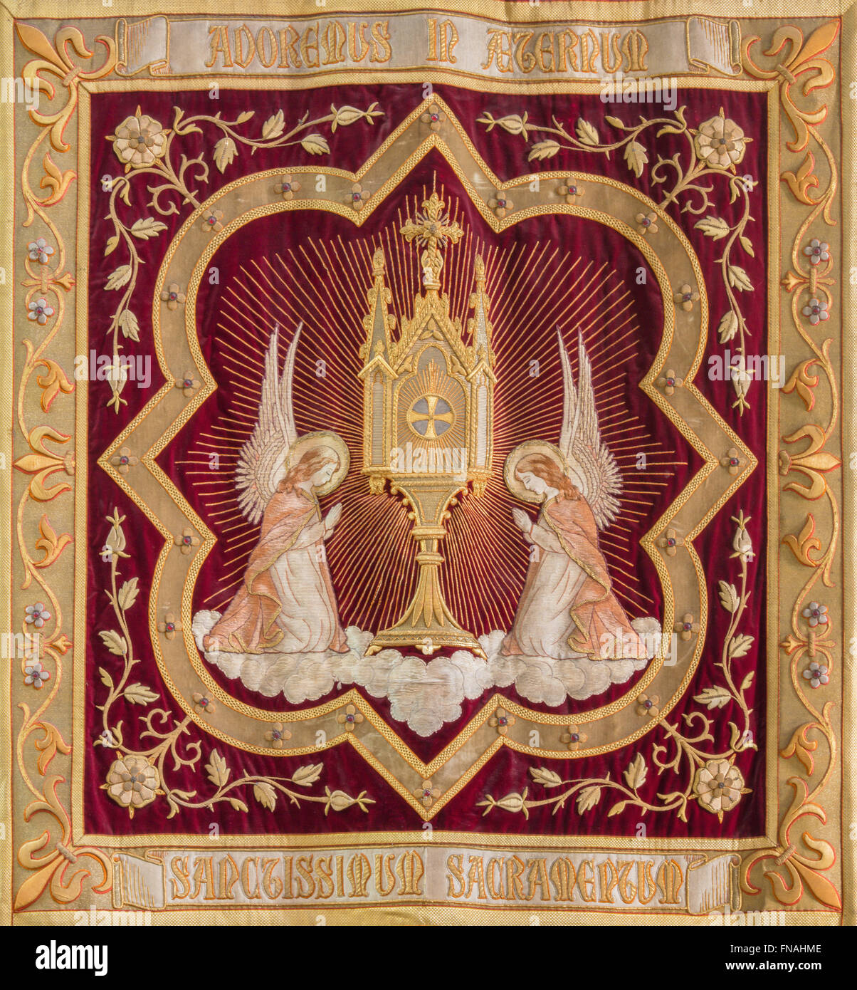 MECHELEN, BELGIUM - SEPTEMBER 4,2013 : Needlework of the Eucharist ...