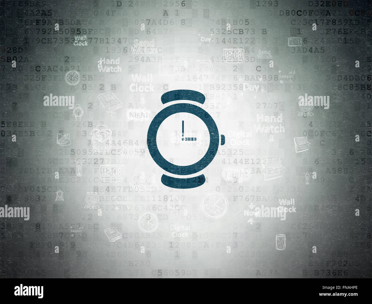 Time concept: Hand Watch on Digital Paper background Stock Photo - Alamy