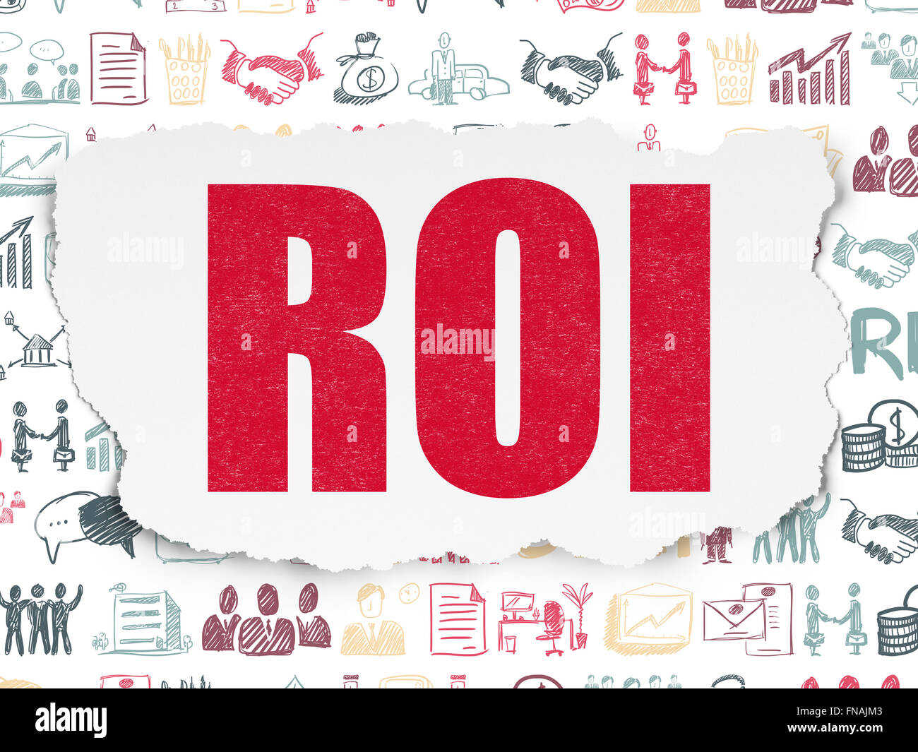 Business concept: ROI on Torn Paper background Stock Photo - Alamy