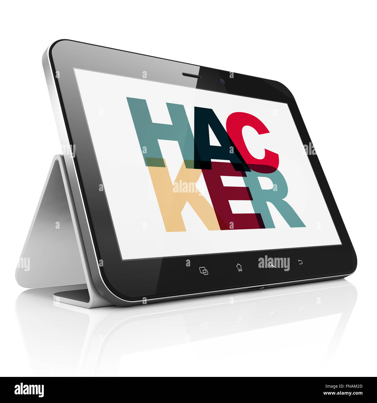 Safety concept: Tablet Computer with Hacker on display Stock Photo - Alamy