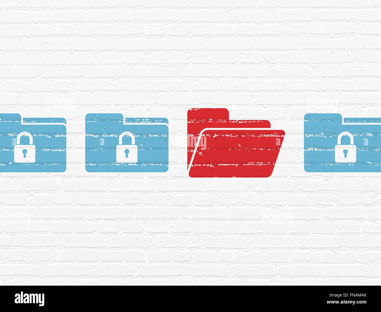 Security concept: folder icon on wall background Stock Photo - Alamy
