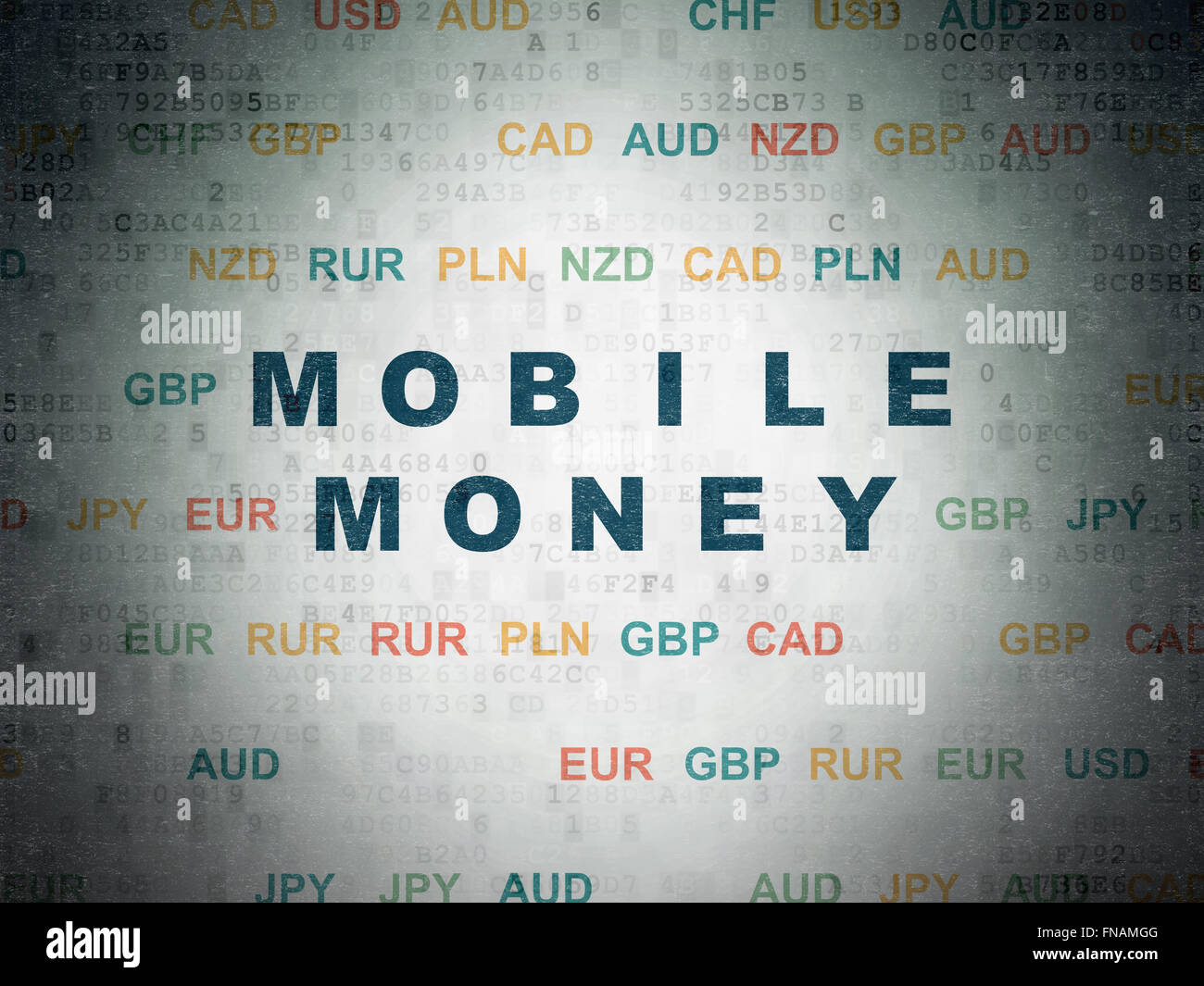 Currency concept: Mobile Money on Digital Paper background Stock Photo ...