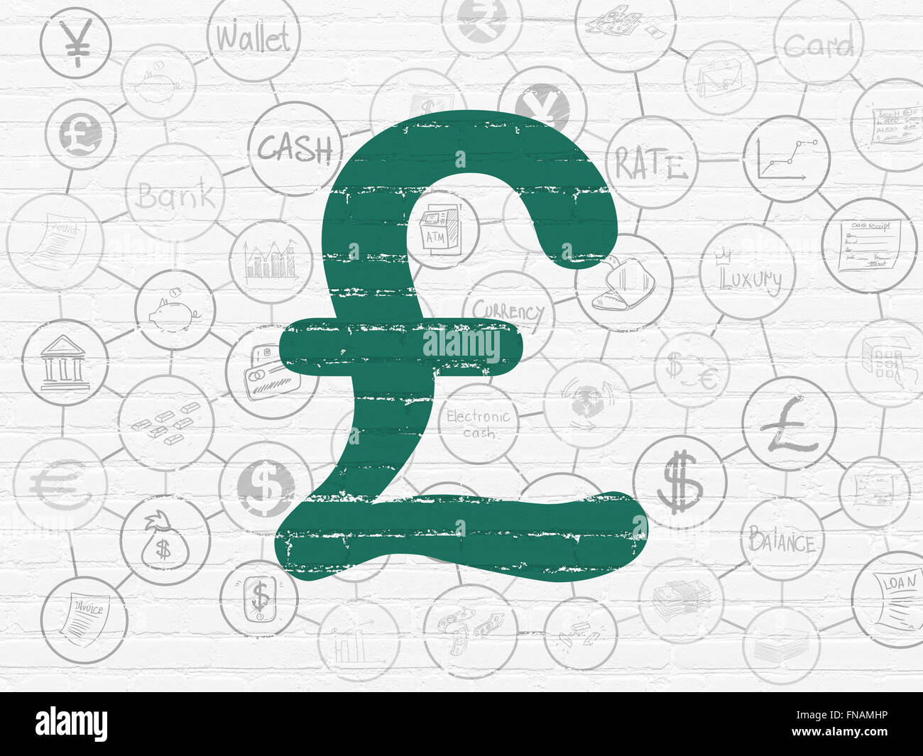 Money concept: Pound on wall background Stock Photo - Alamy