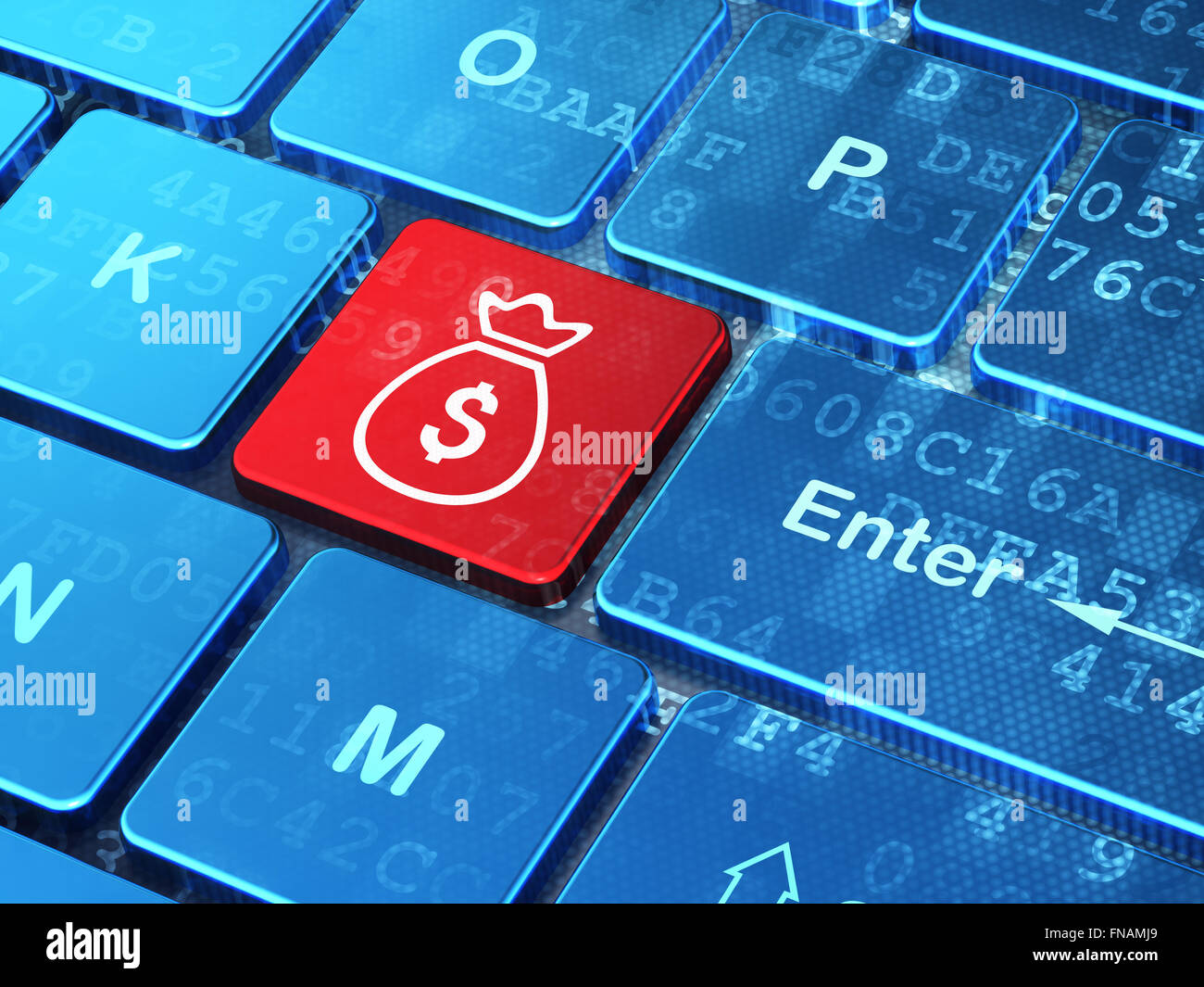 Banking concept: Money Bag on computer keyboard background Stock Photo ...