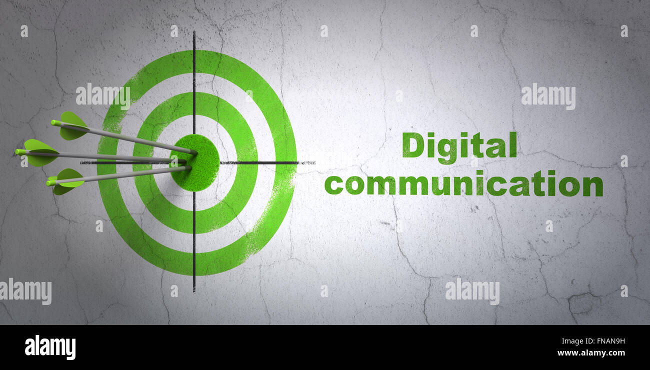 Information concept: target and Digital Communication on wall ...