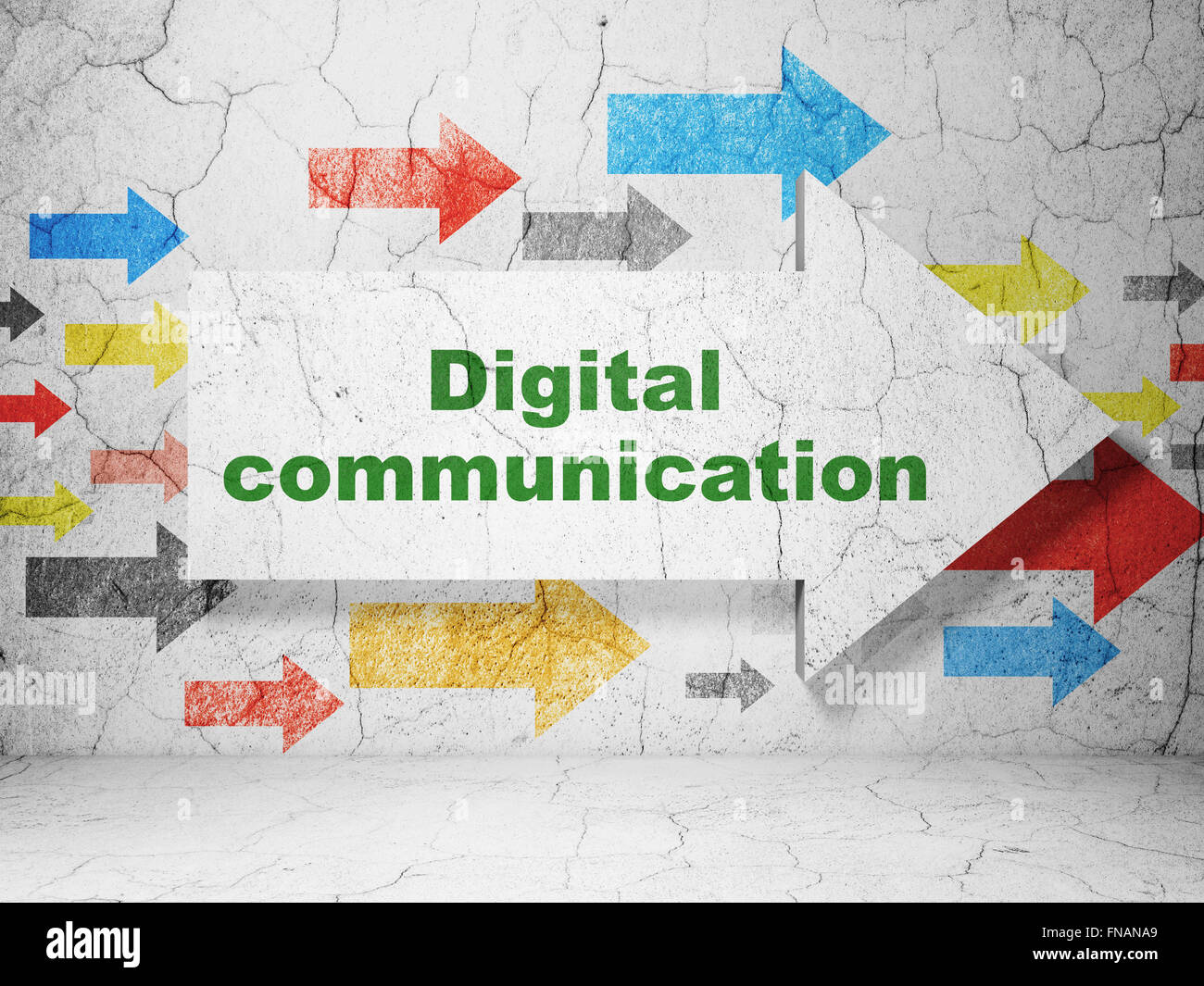 Information concept: arrow with Digital Communication on grunge wall ...