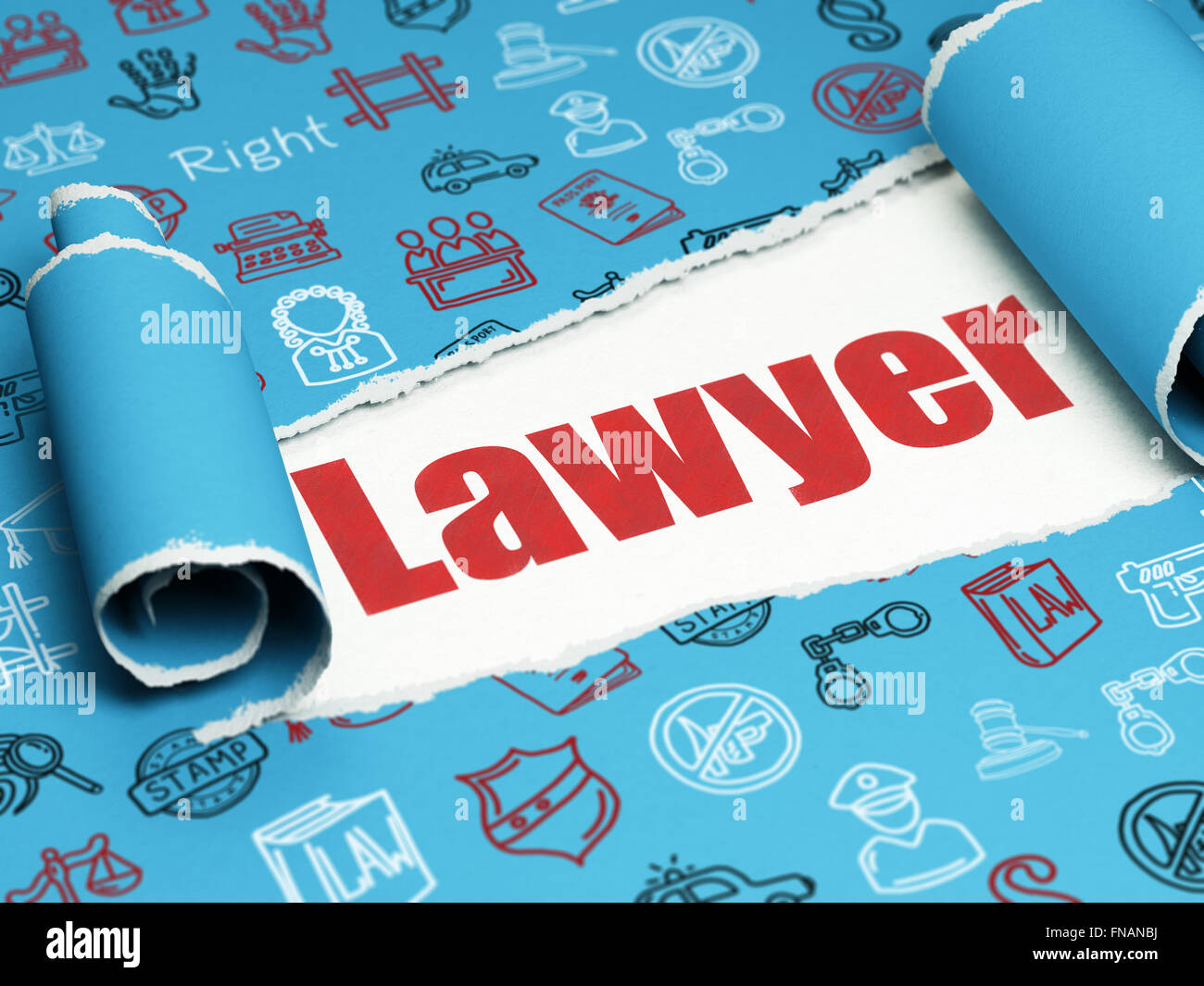 Law concept: red text Lawyer under the piece of torn paper Stock Photo ...