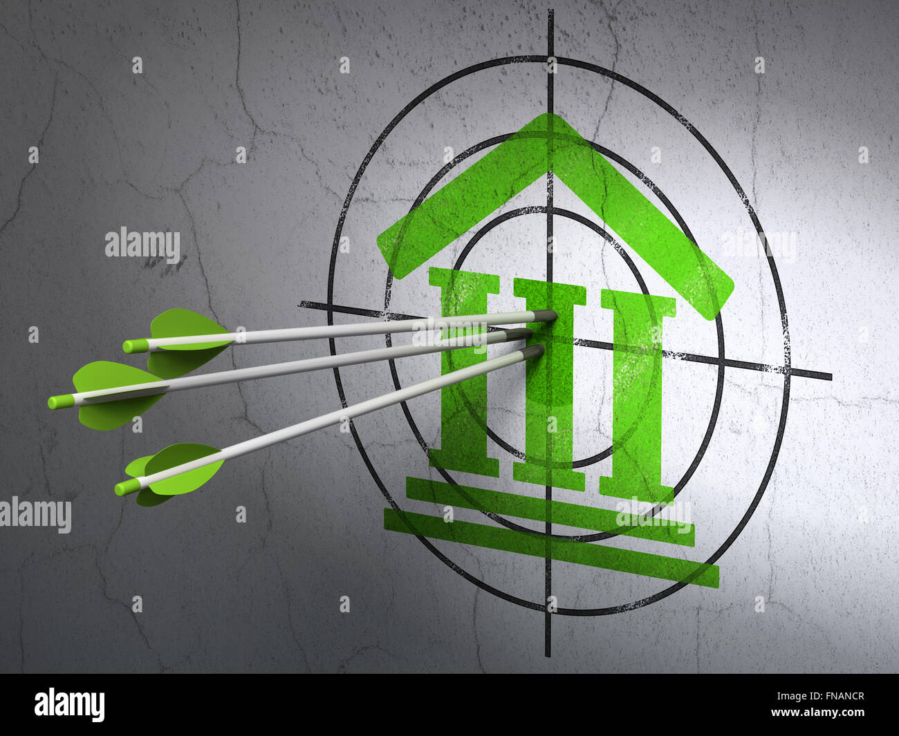 Law concept: arrows in Courthouse target on wall background Stock Photo ...
